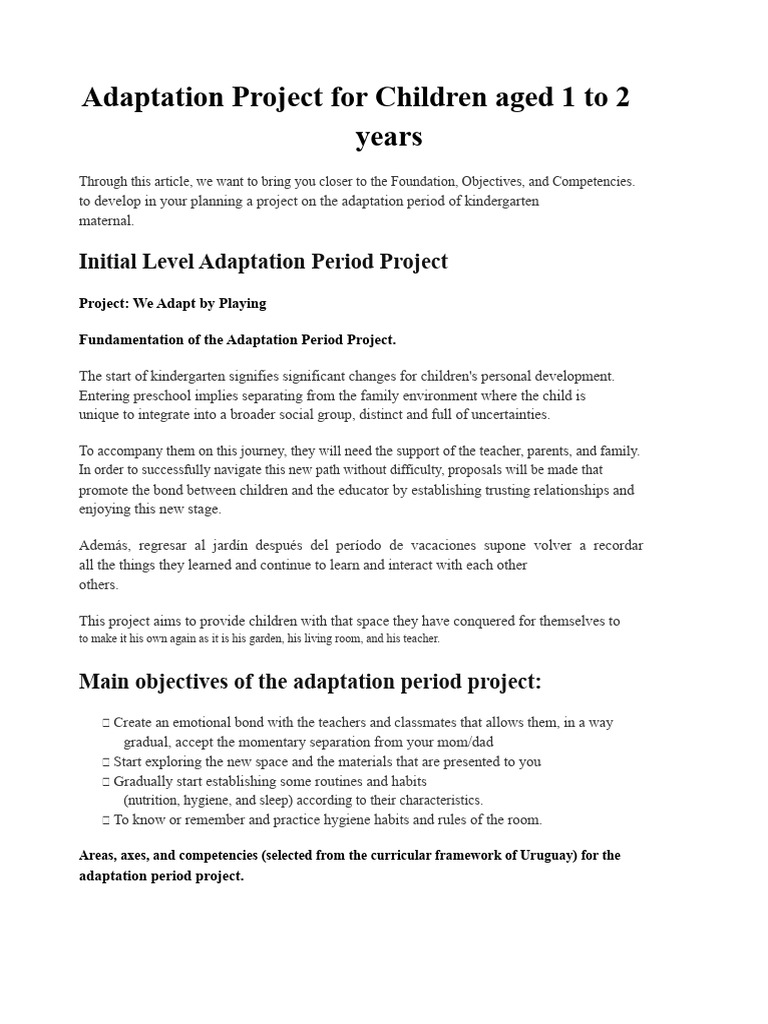 Adaptation Project For Children Aged 1 To 2 Years | PDF | Feeling ...
