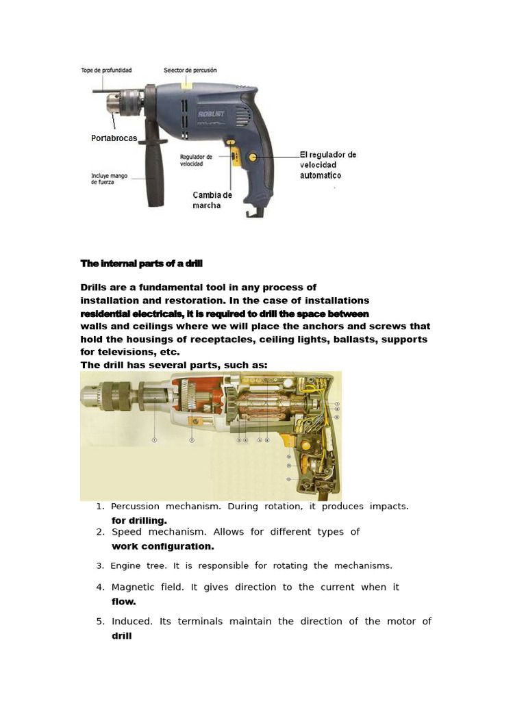 Internal Parts of a Drill Explained | PDF | Drill | Bearing (Mechanical)