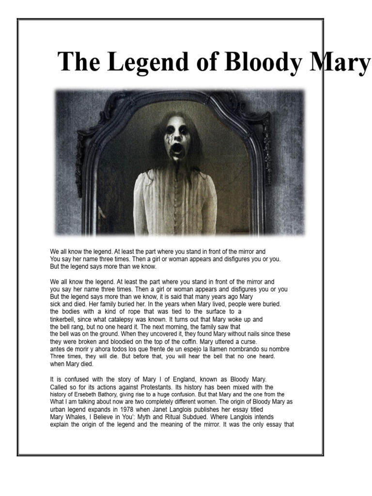 The Legend of Bloody Mary | PDF | Folklore | Mythology