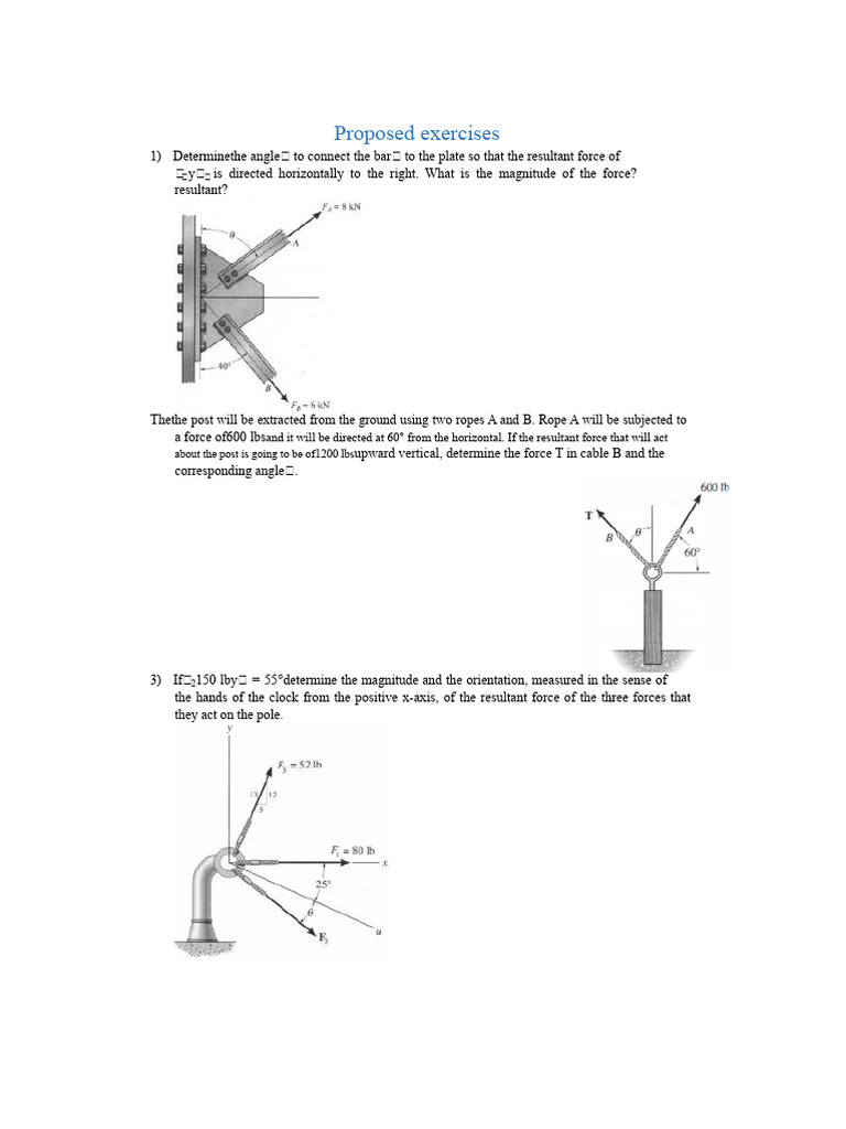 Exercises - Homework - Resultant Force | PDF