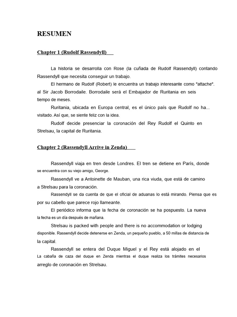 Capítulo 1 (Rudolf Rassendyll) | PDF