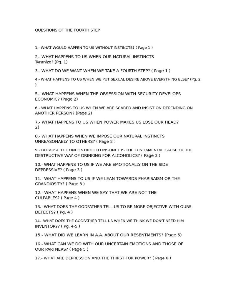 Questions of The Fourth Step | PDF