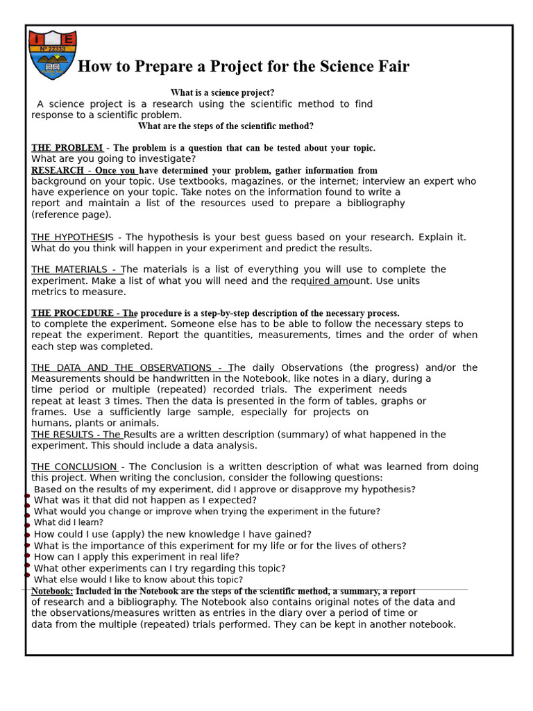 Science Fair Project Preparation Guide | PDF | Experiment | Scientific ...