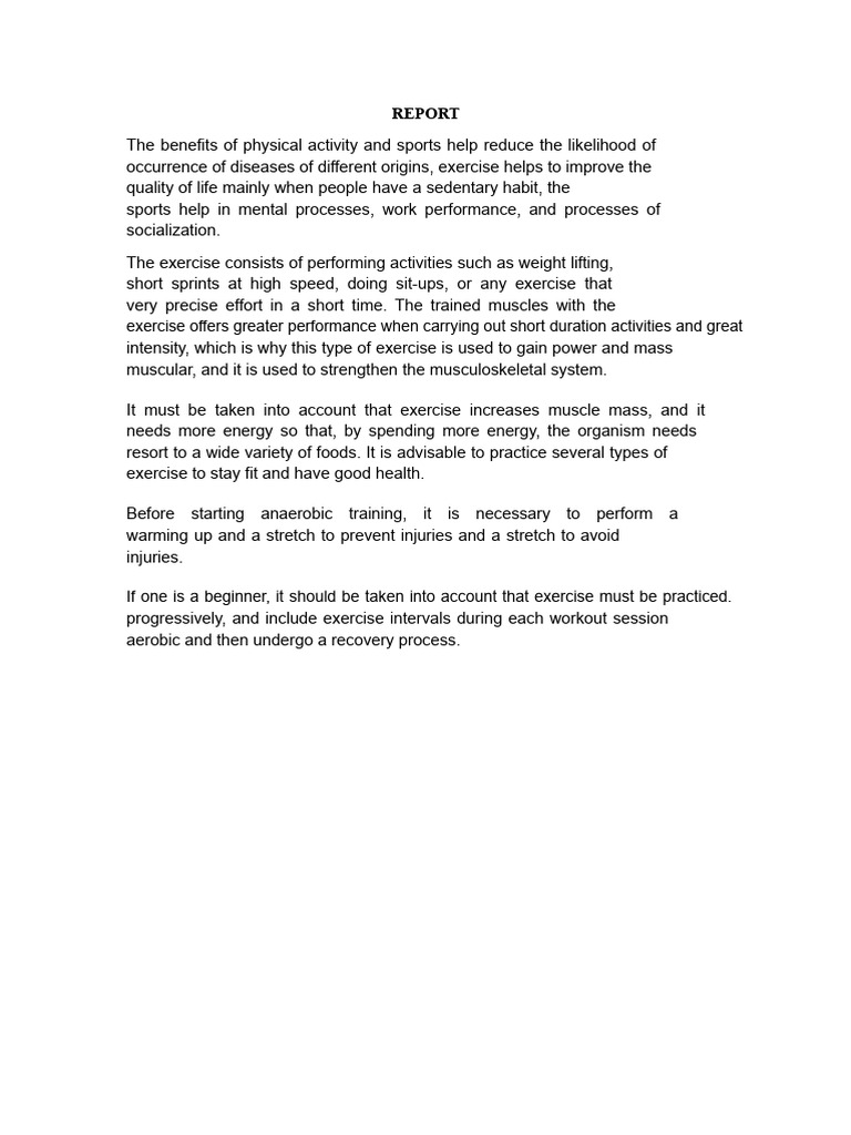 REPORT Benefits of Exercise | PDF