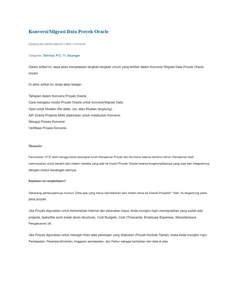 Panduan Migrasi Data Proyek Oracle | PDF