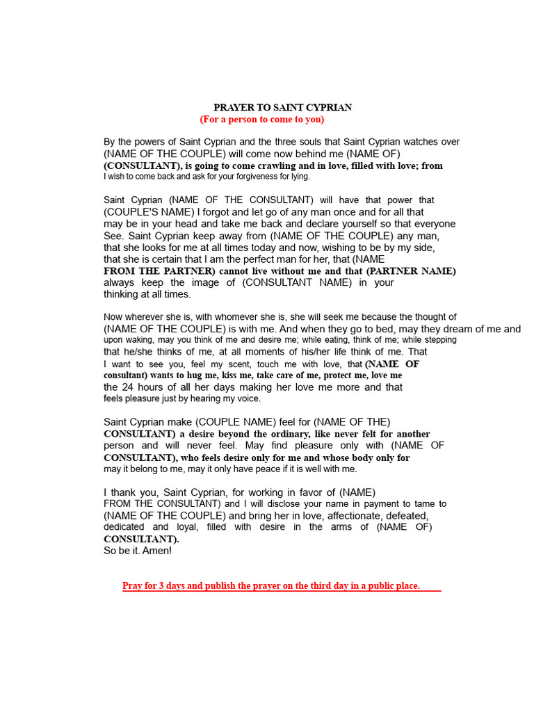 Prayer To Saint Cyprian For Men Pdf