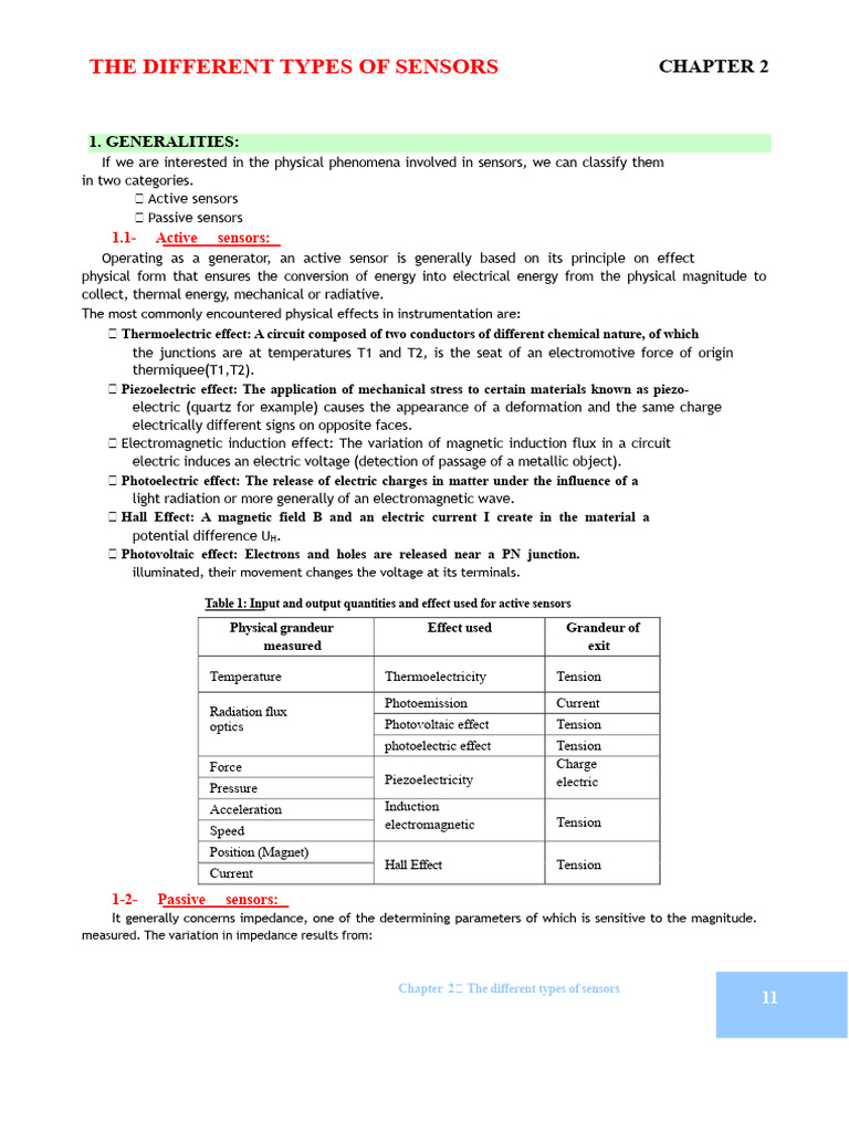 Chapter 12 The Different Types of Sensors | PDF | Electric Current ...