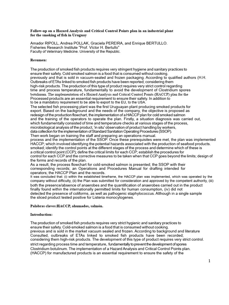 Haccp Salmon | PDF | Smoking (Cooking)