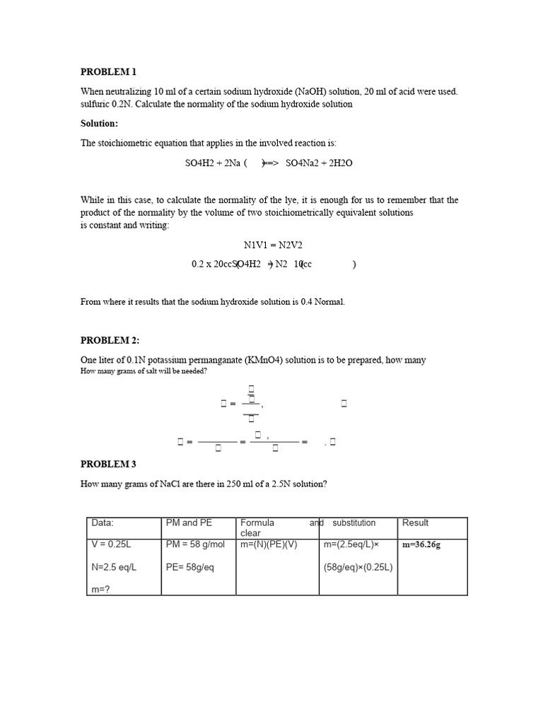 Solution 8 Problems | PDF | Stoichiometry | Sodium Hydroxide