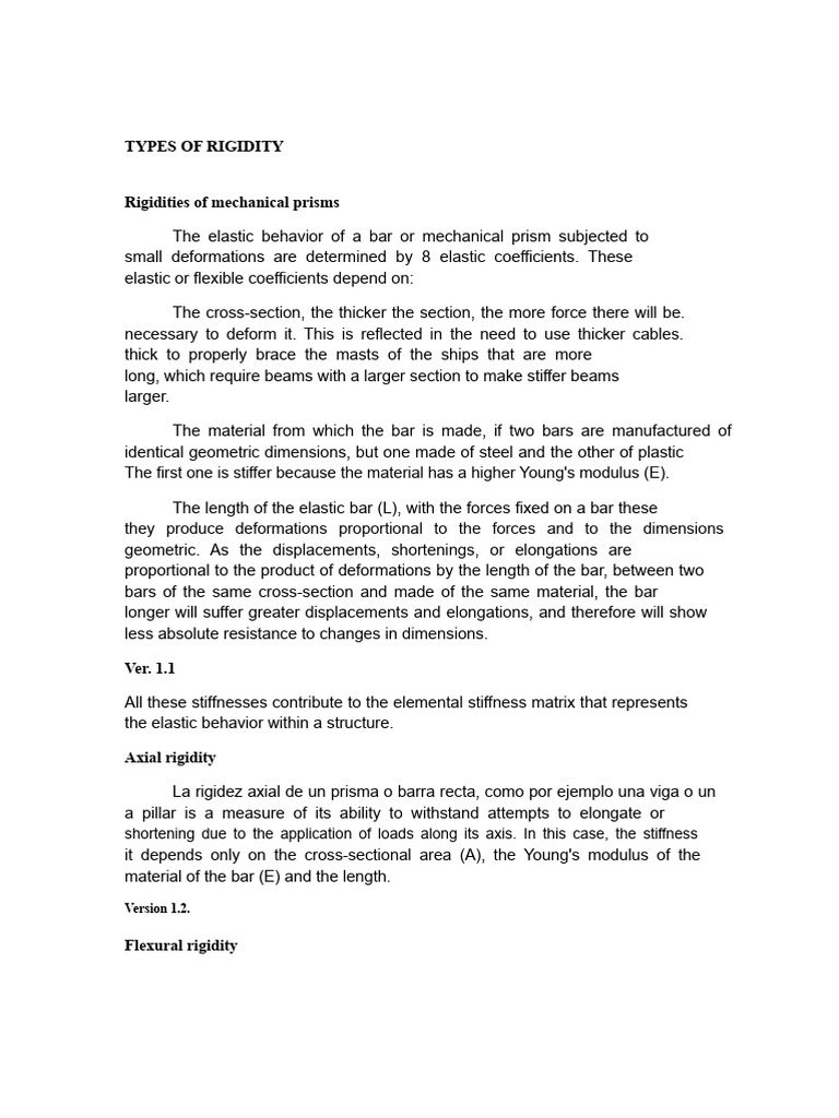 Types of Rigidity | PDF | Stiffness | Bending