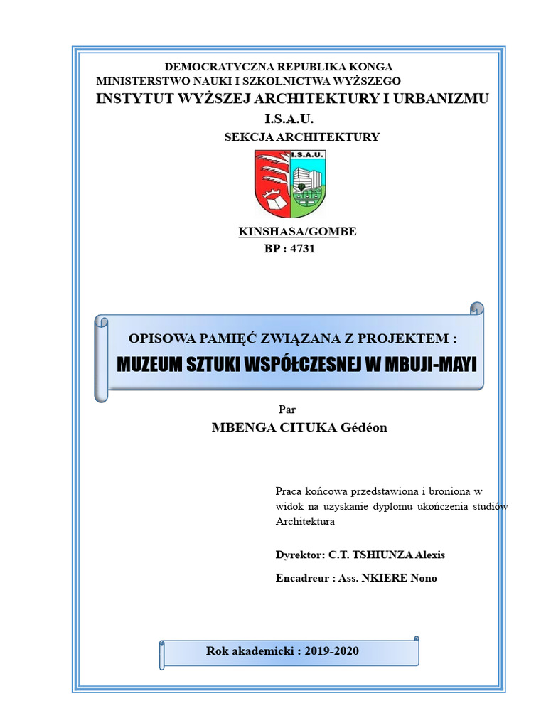 TFC - MBENGA CITUKA Gédéon - Muzeum Sztuki Współczesnej w Mbuji-Mayi ...