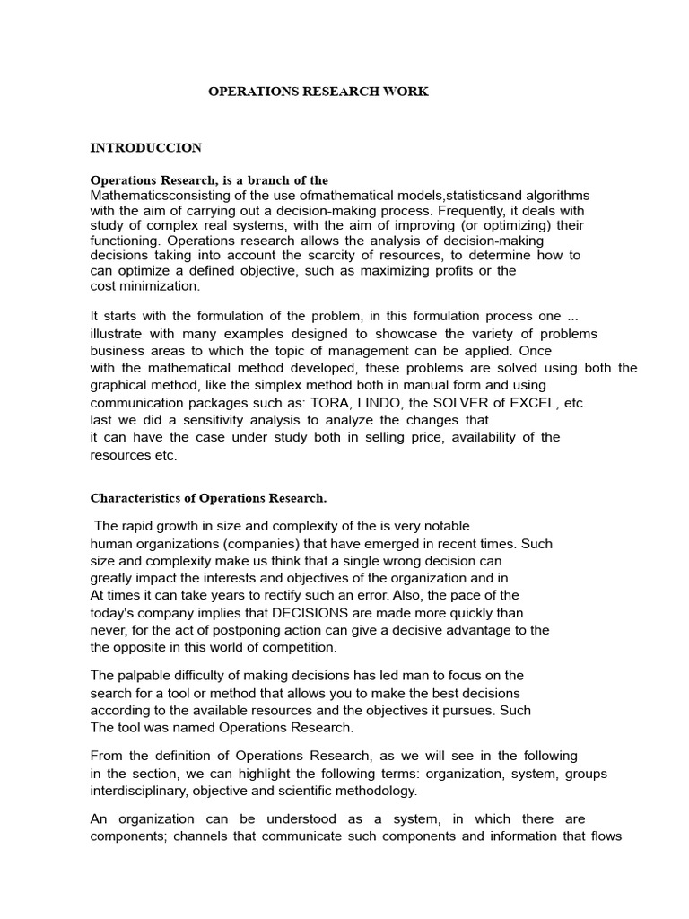 Understanding Operations Research Techniques | PDF | Mathematical ...