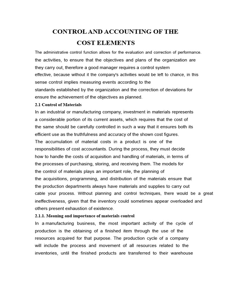 Material Cost Control in Manufacturing | PDF | Inventory | Inventory ...