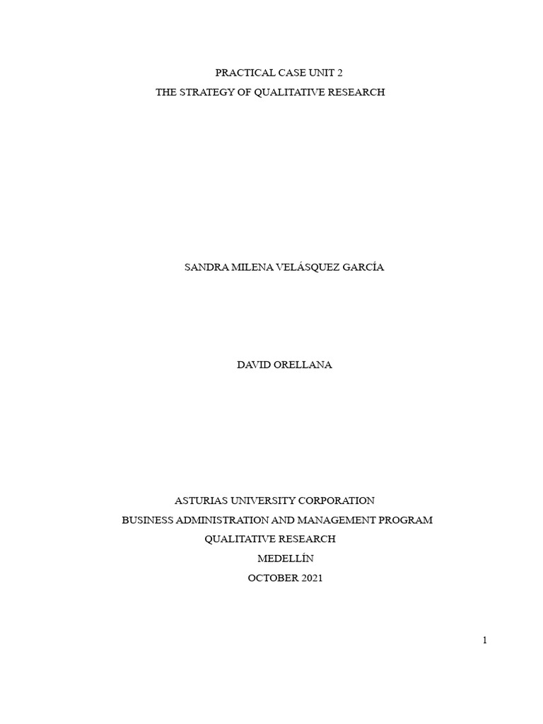 Practical Case Unit 2 The Qualitative Research Strategy | PDF | Qualitative Research | Hypothesis