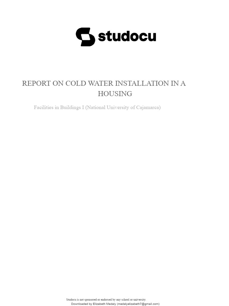 Cold Water Installation Report in A House | PDF | Valve | Pipe (Fluid ...