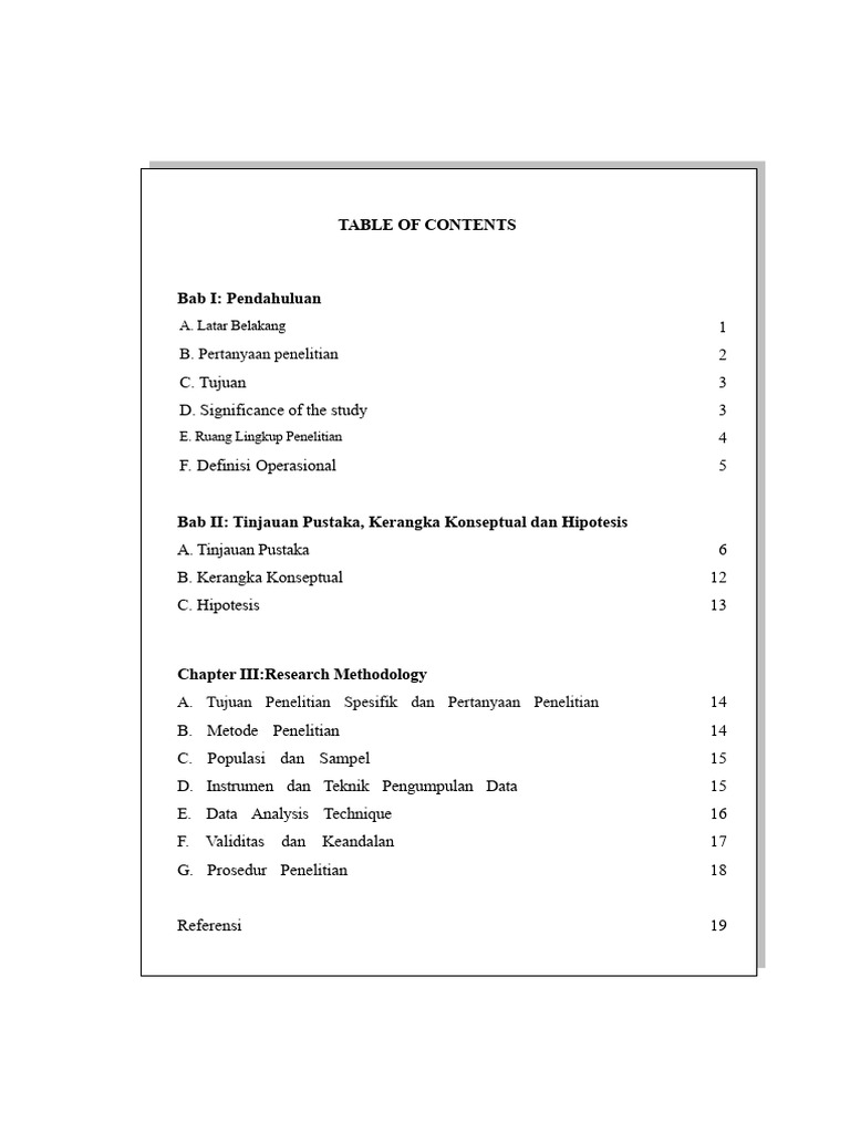 Contoh Daftar Isi Proposal | PDF