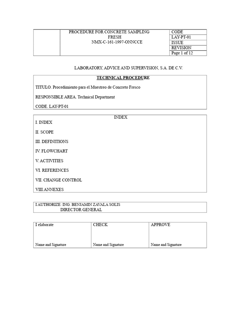 Procedure For Sampling Fresh Concrete | PDF | Concrete | Materials