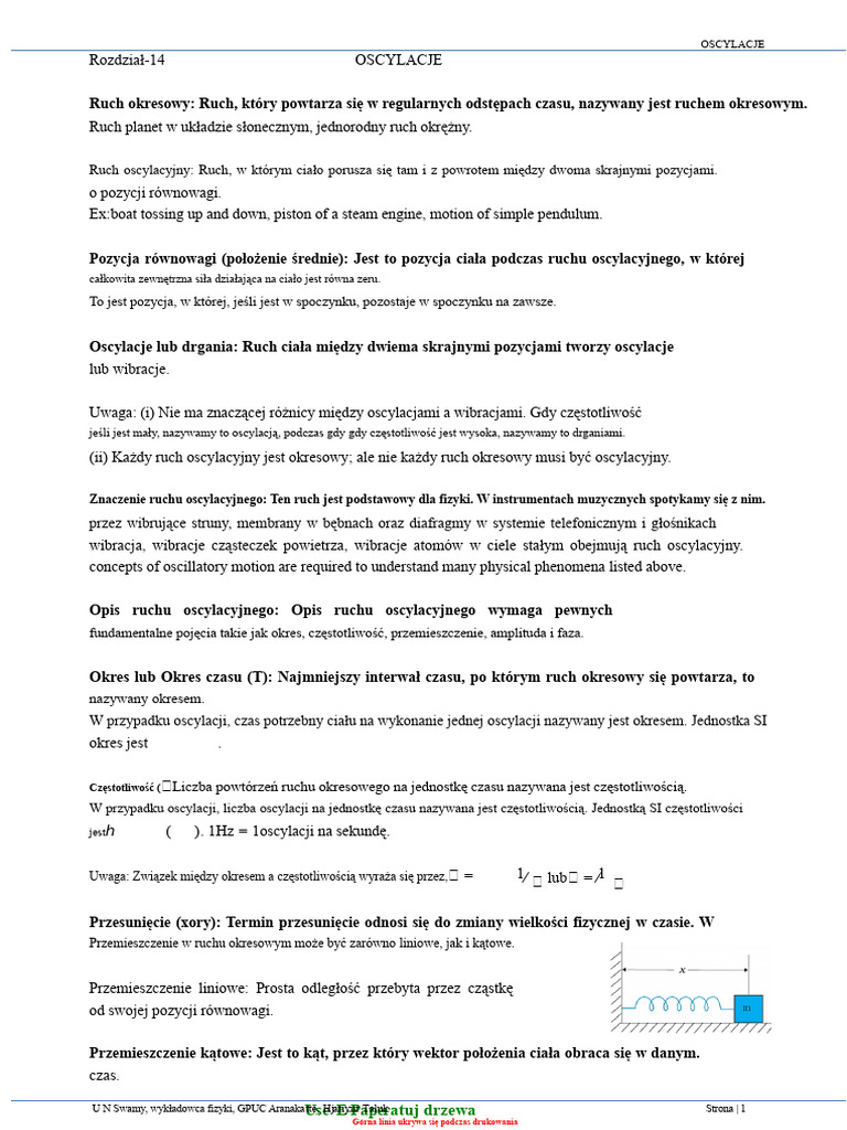 1st Puc Fizyka Rodzaj14-Oscylacje Notatki Przez U N Swamy | PDF