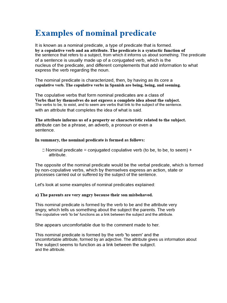 Understanding Nominal Predicates | PDF | Verb | Noun