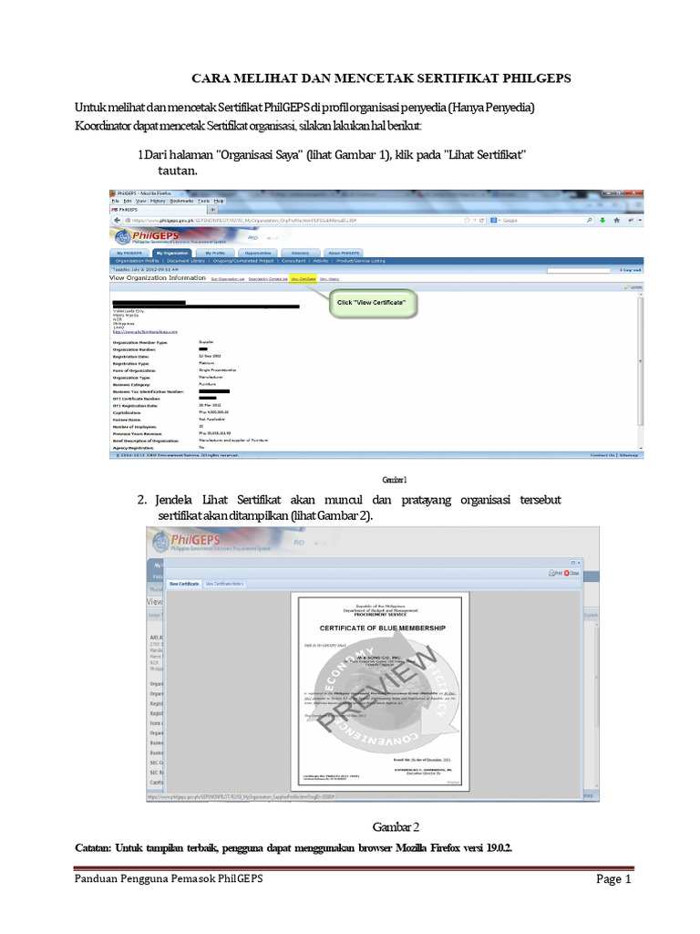 Cara Melihat dan Mencetak Sertifikat PhilGEPS.pdf | PDF