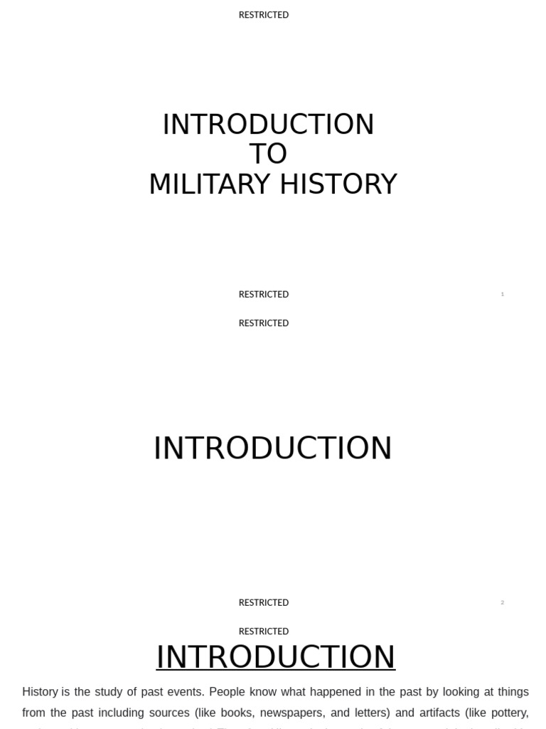 Introduction To Military History | PDF | Military | Information