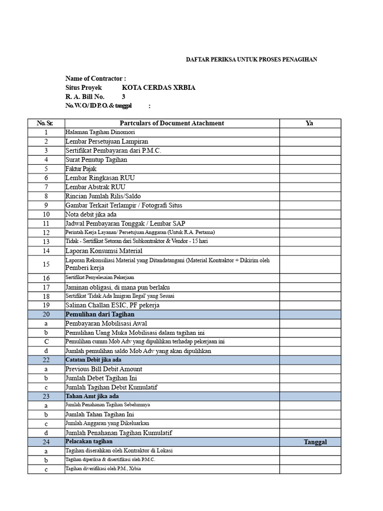 Daftar Periksa Penagihan | PDF