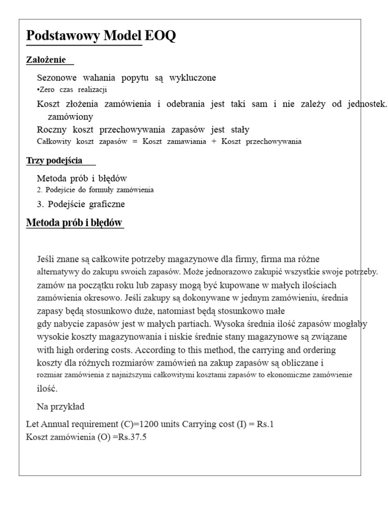 Różne EOQ | PDF