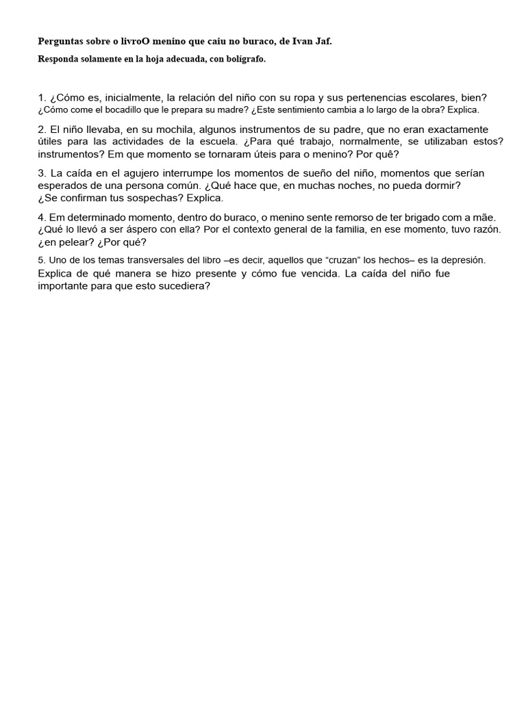 Preguntas Niño Agujero | PDF
