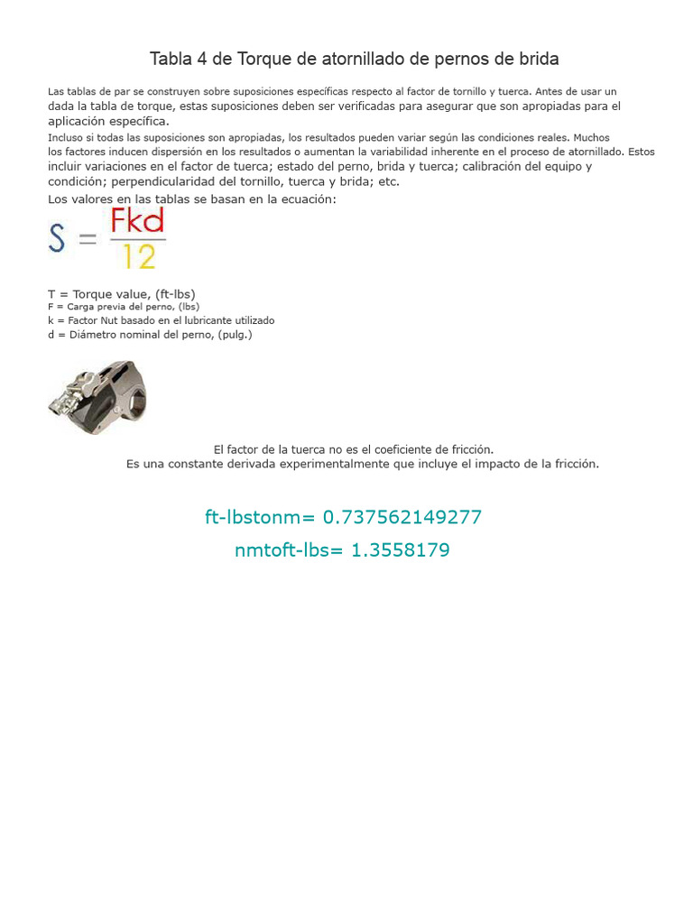 Torque de Pernos para Bridas 6061-T6 | PDF | Tornillo | Tuerca (Hardware)