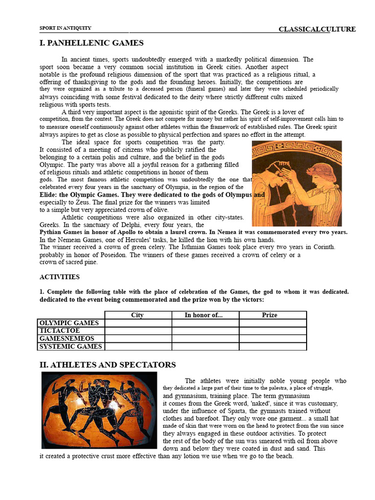 Ancient Greek Sports and Olympics | PDF | Classical Antiquity