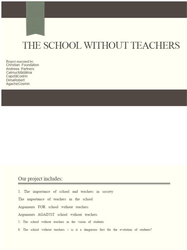 The School Without Teachers: Pros and Cons | PDF | Teachers | Knowledge