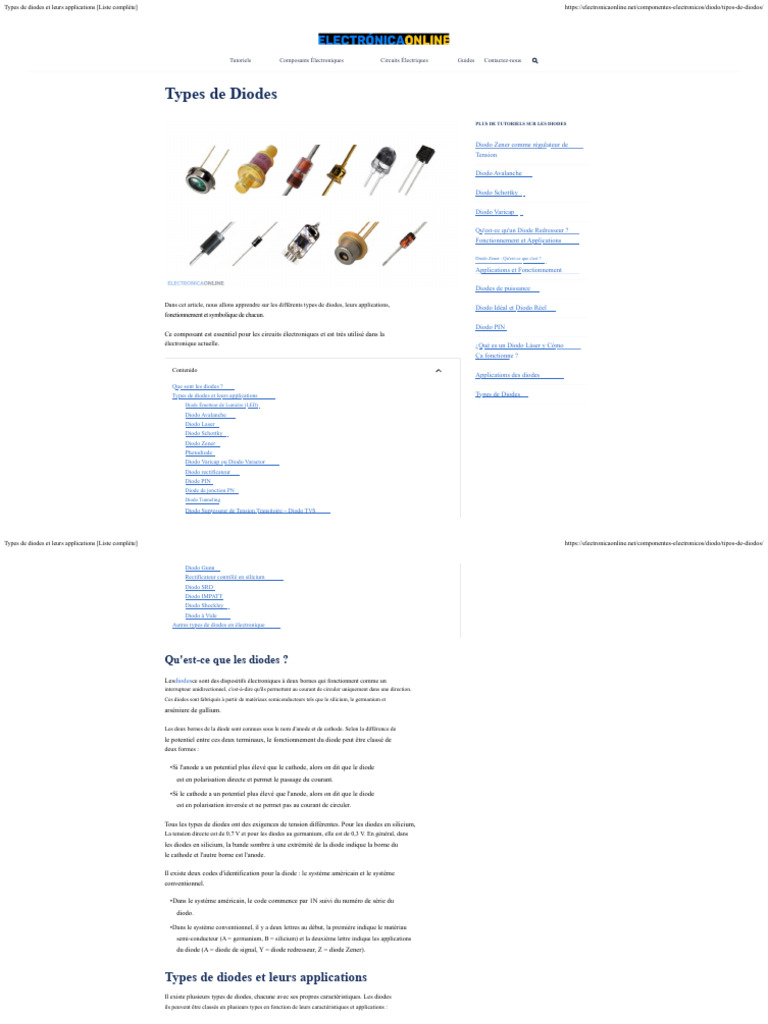Types de diodes et leurs applications | PDF | Diode | Diode ...
