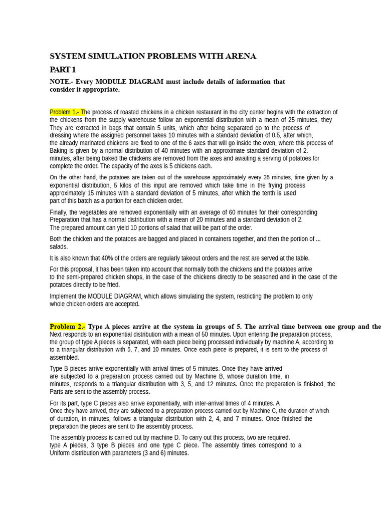 A70-Systems Simulation Problems With Arena | PDF | Chocolate | System