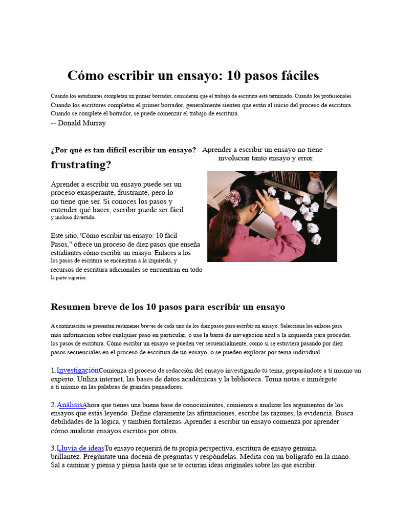 10 Pasos para Escribir un Ensayo Efectivo | PDF | Ensayos | Escritura