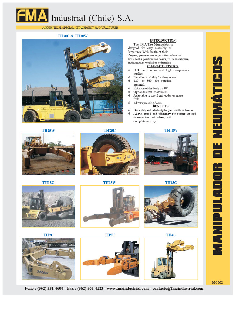 FMA Tire Manipulator Specifications | PDF | Crane (Machine) | Loader ...