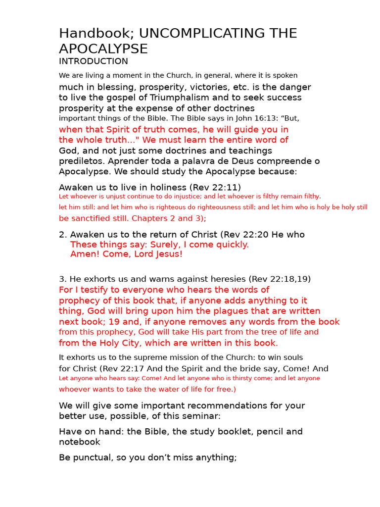Handbook Simplifying the Apocalypse | PDF | Book Of Revelation | John The Apostle