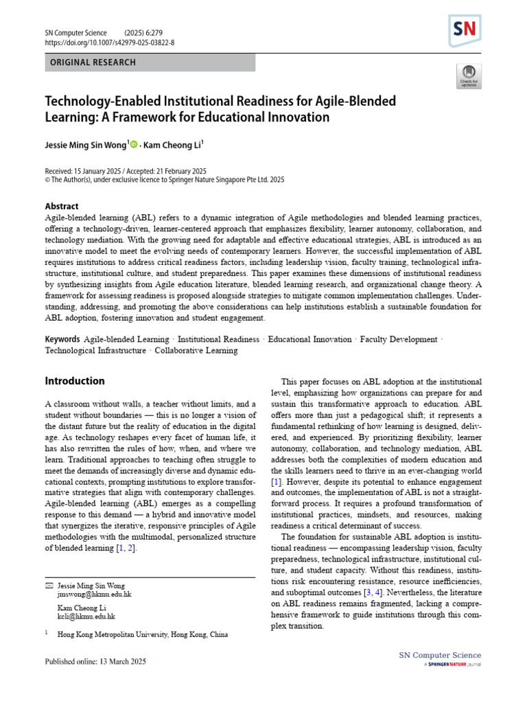 Framework for Agile-Blended Learning Readiness | PDF | Agile Software ...