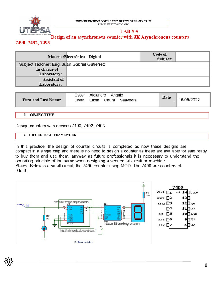 Asynchronous Counter Design Lab Guide | PDF | Electronic Design ...