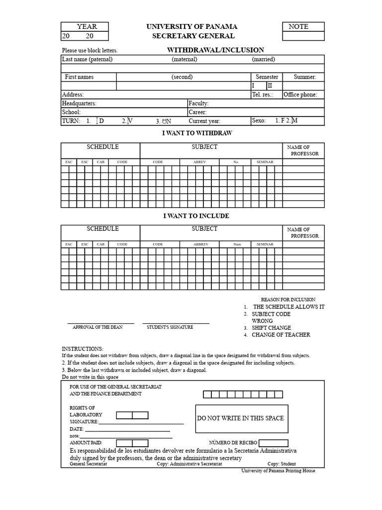 Withdrawal and Inclusion Form | PDF
