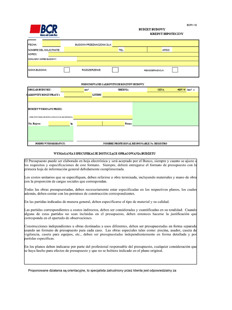Budżet Budowy BCR 2016 | PDF