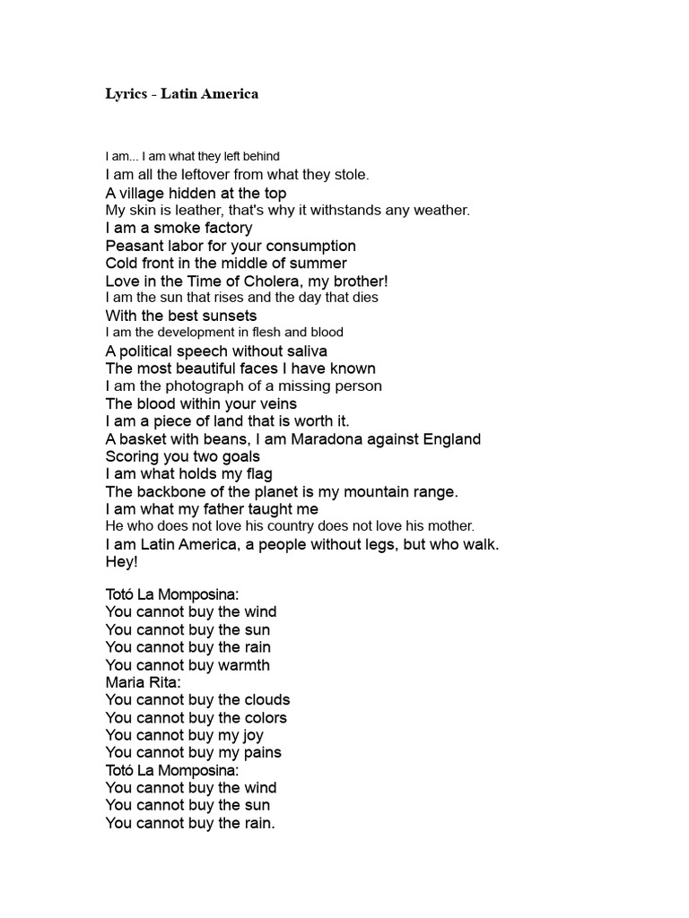 Latin America: A Poetic Anthem | PDF