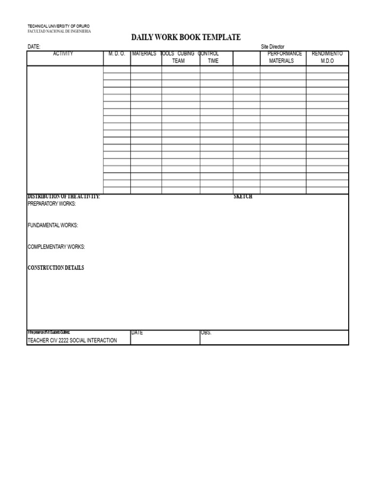 Daily Work Log Sheet | PDF