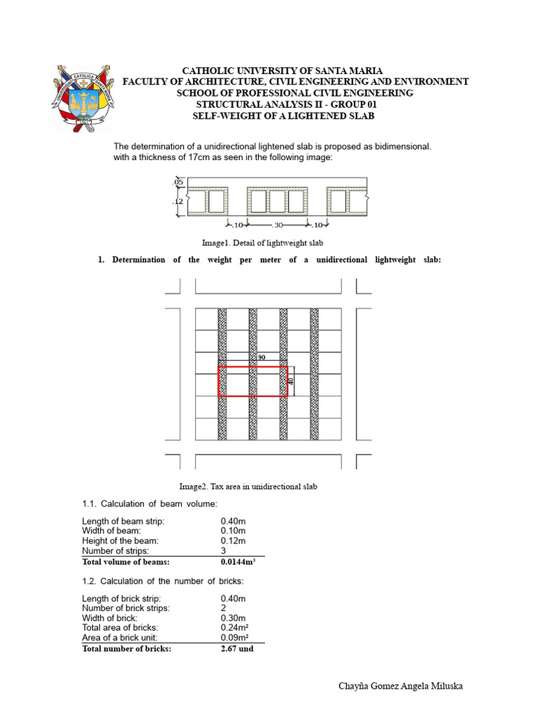 Calculation of The Self-Weight of A Lightweight Slab | PDF | Brick | Length