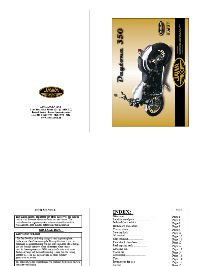 Daytona 350 CC Manual | PDF | Motor Oil | Brake