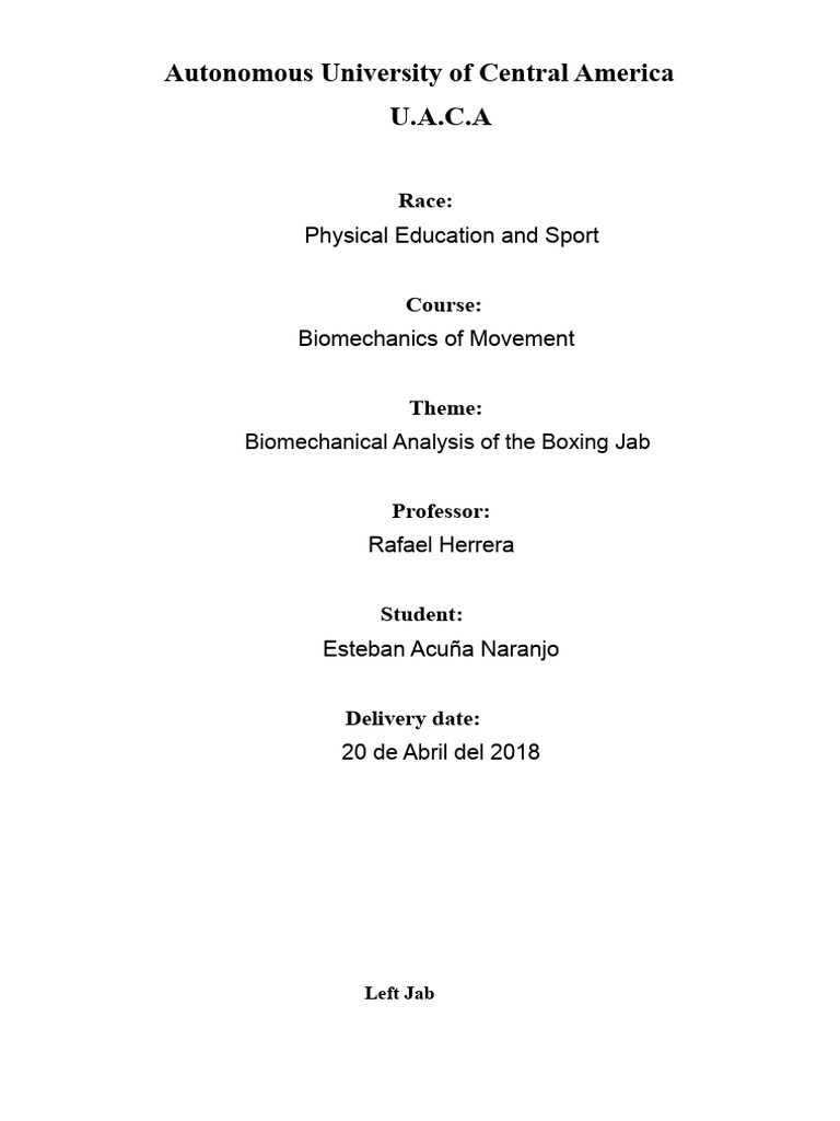 Biomechanical Analysis of Boxing Jab | PDF | Anatomical Terms Of Motion ...