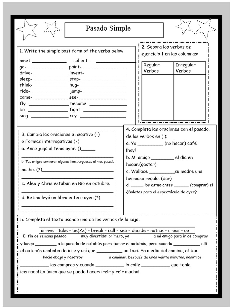 Ejercicios de Pasado Simple en Inglés | PDF