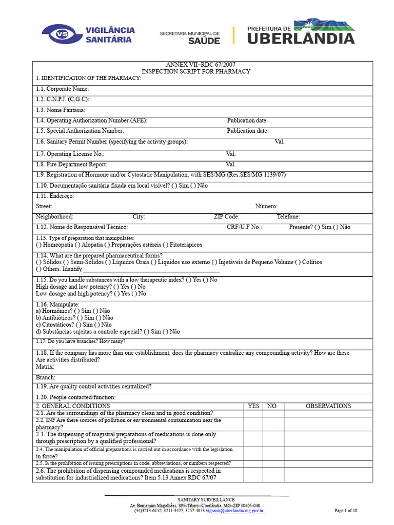 Self-Inspection Script RDC 67/2007 | PDF | Medical Prescription ...