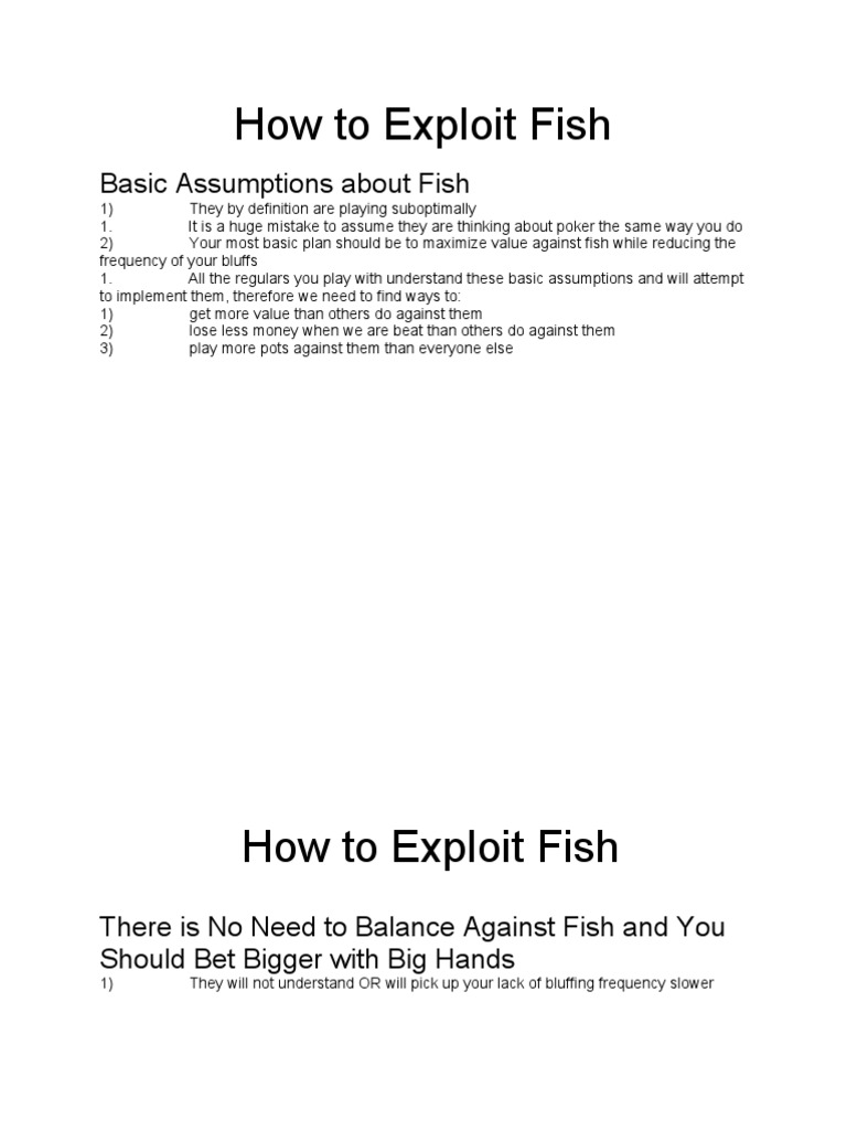 How To Exploit Fish | PDF | Betting In Poker | Tabletop Games