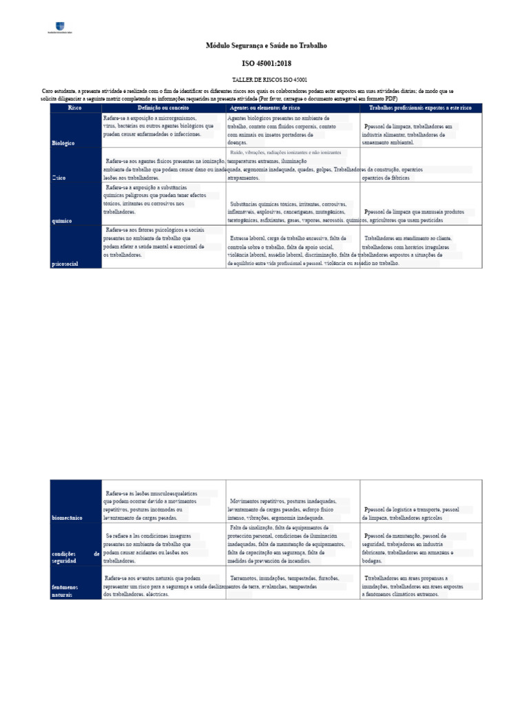 Identificação de Riscos no Trabalho ISO 45001 | PDF | Toxicidade ...