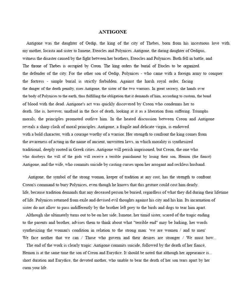 (summary) Sophocles - Antigone | PDF | Theban Mythology | Boeotian ...